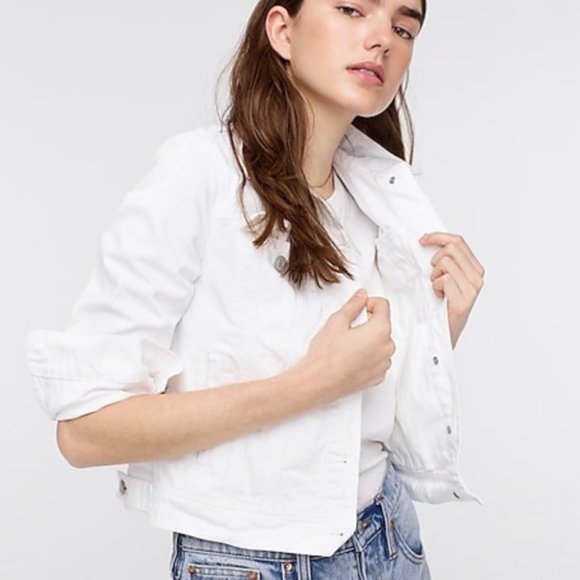 J. Crew | Jackets & Coats | J Crew Casual White Denim Jacket | Poshmark